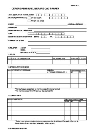 FORMULAR cerere pentru eliberarea cod parafa – Copie – DSP ALBA